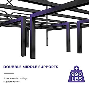 GreenForest Full Size Bed Frame with Headboard Metal Platform Bed with Reinforced 14 Legs Heavy Duty Slats Support Mattress Foundation for Girls Boys Adults No Box Spring Needed, Full Black