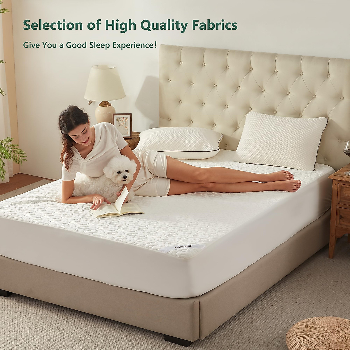 Waterproof Mattress Protector Queen Size, 40% Rayon Derived from Bamboo Mattress Bed Cover, 3D Air Fabric Breathable Mattress Pad Fitted with Deep Pocket 6"- 15" Machine Washable