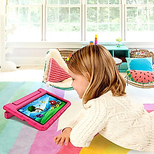 CCambro Kids Case for LG G Pad 5 10.1 FHD 2019 (Model: LMT600), Light-Weight EVA Soft Foam Durable Rugged Shockproof Kidsproof Child Cover Foldable Handle to Kickstand, Rosered