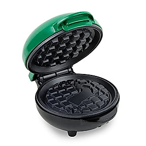 Nostalgia MyMini Personal Electric Reindeer Waffle Maker, 5-Inch Cooking Surface, Waffle Iron for Hash Browns, French Toast, Grilled Cheese, Quesadilla, Brownies, Cookies, Green