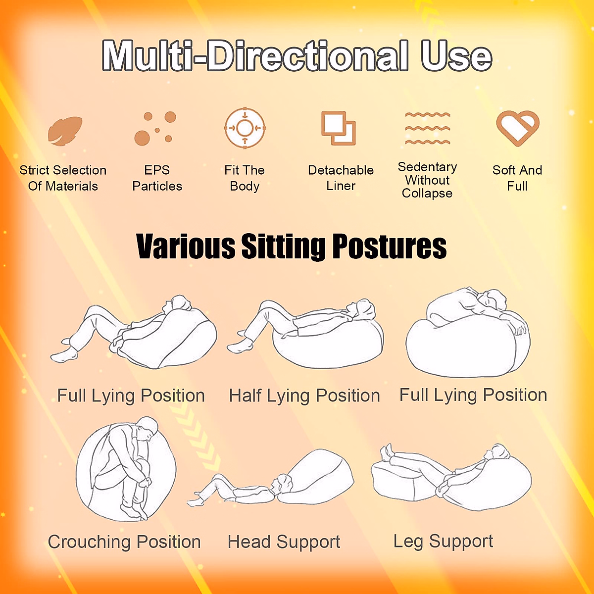 Bean Bag Sofa Cover (No Filler), Living Room Furniture PU Leather Washable Micro-Fiber Adult Beanbag Chair Outside Cover, Home Leisure Single Couch Bedroom Lazy Lounger Cover (Small)