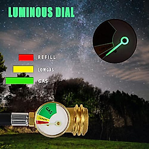 Gopper 12FT Propane Tank Extension Hose with Gauge-Leak Detector.Fit for Camping Stoves,Outdoor Heaters,Propane Fuel Generator.20-100 lb Propane Hose Extension.Keep Away from The Propane Tank