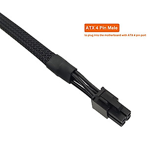 (2-Pack) YEZriler ATX 4 Pin Extension Cable, Motherboard CPU 4pin Male to Female Adapter Sleeved for Power Supply PSUs 20.8-inch (53cm)