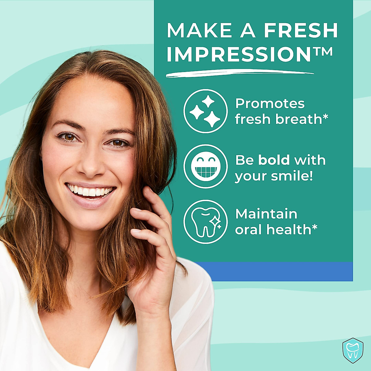 Oral Probiotics, Chewable Oral Probiotic for Bad Breath, Halitosis, Teeth, and Gum Health, Fresh Impressions, Oral Probiotic Lozenges, Contains Blis K12, Mint Flavored, Sugar Free, 1 Pack (30ct)