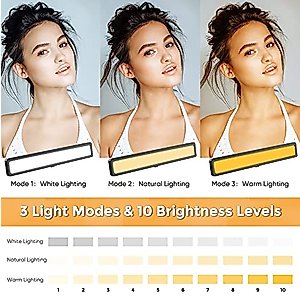 Video Conference Lighting for laptop&Computer, Webcam Light for Streaming, Zoom Lighting for Computer, 3 Working Modes, 10 Brightness Adjustable, with Tripod for Self Broadcast,Live Streaming,Vloggers