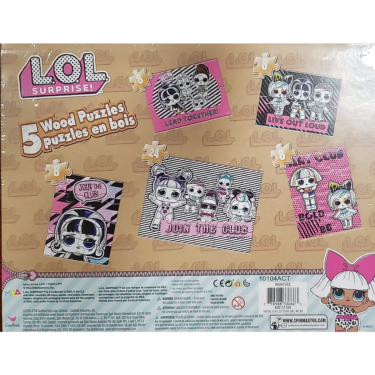 L.O.L Suprise Spinmaster Wood Puzzle Assortment 5pack