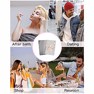 Carosoffe Easter Small Compact Mirror for Purse, Bunny Spring Flowers Retro Burlap Blue Plaid Travel Makeup Mirror for Women Men, Rectangular Handheld Compact Pocket Mirror 4 PCS