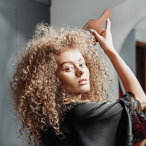 2 Pieces Wooden Comb Afro Pick Hair Lift Combs Beard Pick Natural Wood Volumizing and Styling Tool Non-Static Comb Long Tooth Detangling Accessories for Women Men Thick, Coarse, Curly Hair