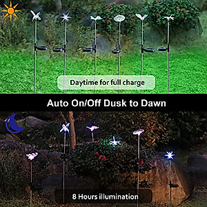 Glintoper 6 Pack Solar Garden Stake Lights Outdoor, Solar Butterfly Figurine Lights, Multi-Color Changing LED Landscape Lighting, Sparkling Star Flower Hummingbird Dragonfly Bee for Patio Yard Pathway