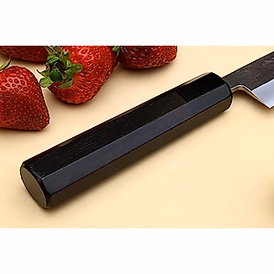 Yoshihiro Kurouchi Black-Forged Blue Steel Stainless Clad Petty Utility Knife Ebony Handle (5.3'' (135mm) & No Saya)