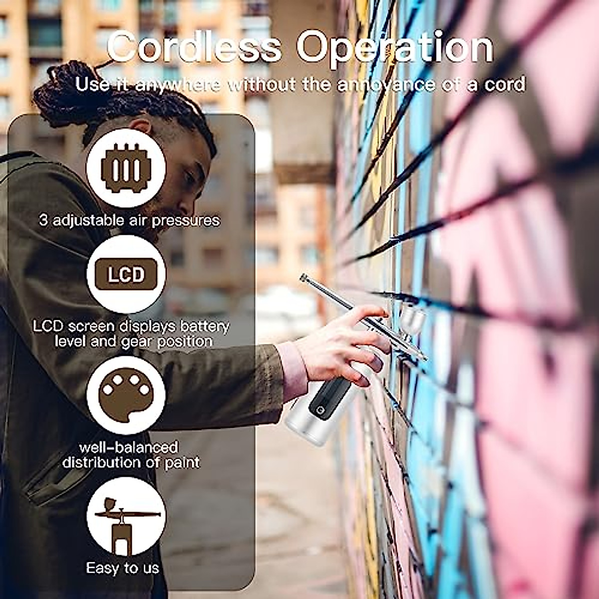 GGsimidale Airbrush Kit with Compressor, 36PSI Handheld Mini Air Brush Gun Set, Portable High Pressure Air Brushes for Painting, Tattoo, Nail Art, Mode, Makeup, Cake, Barber