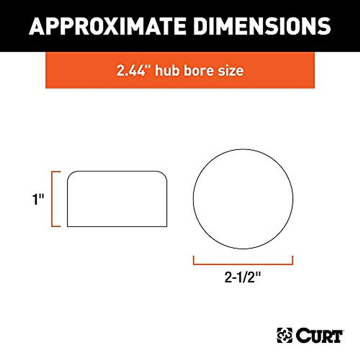 CURT 23244 2.44-Inch Trailer Wheel Bearing Protector Dust Covers, 2-Pack