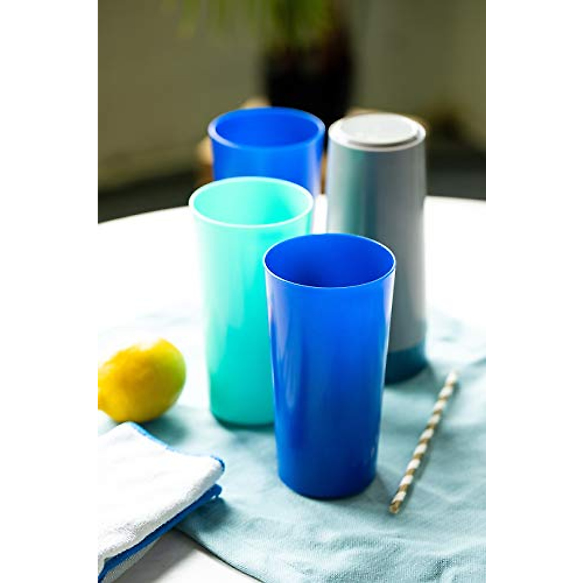 Klickpick Home 28 Ounce - 12 Piece Premium Quality Plastic Beverage Tumblers Reusable Cups Dishwasher Safe BPAFree In 4 Coastal Colours