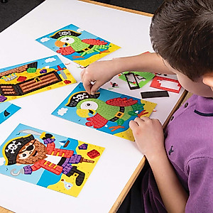 Baker Ross AT676 Pirate Mosaic Picture Kits - Pack of 4, for Kids Arts and Crafts Projects