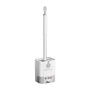 SAAKO Toilet Bowl Brush Round Brush Head Toilet Brush with Ventilation Holder and Long Ergonomic Handle Toilet Cleaner Brush
