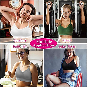 selizo Padded Bralettes for Women, 6 Pcs Sports Bras Women Pack, V Neck Cami Bando Bra Girls, L-XL