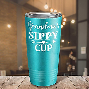 Grandmas Sippy Cup Gift for Women Birthday Glitter Seafoam 20 oz Stainless Steel Tumbler with Lid Insulated Cup