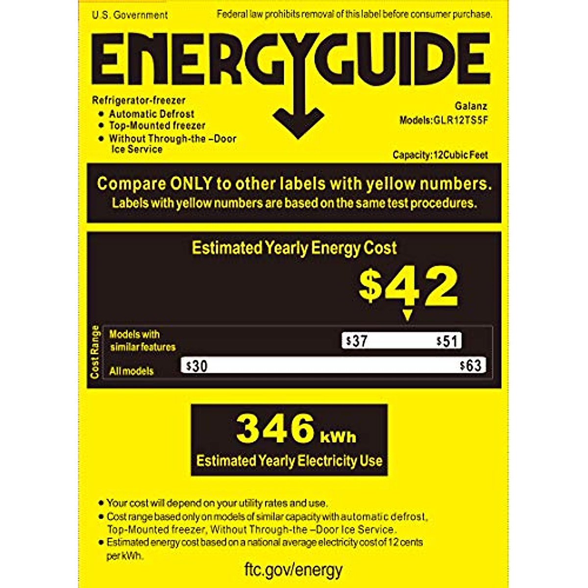 Galanz GLR12TS5F Refrigerator, Dual Door Fridge, Adjustable Electrical Thermostat Control with Top Mount Freezer Compartment, 12.0 Cu.Ft, Stainless Steel, 12