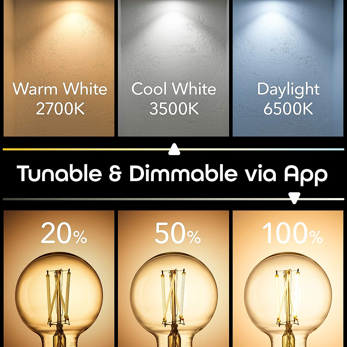 Geeni Smart Light Bulb - Alexa and Google Home Compatible, Tunable White LED Programmable and Dimmable Wifi Light Bulb, App Controlled (G25-2 Pack)