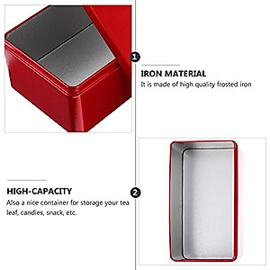 Hemoton 2pcs Metal Rectangular Empty Hinged Tins Box Containers Empty Tin Storage Container for Treats Candy Gifts Favors Red+ Black