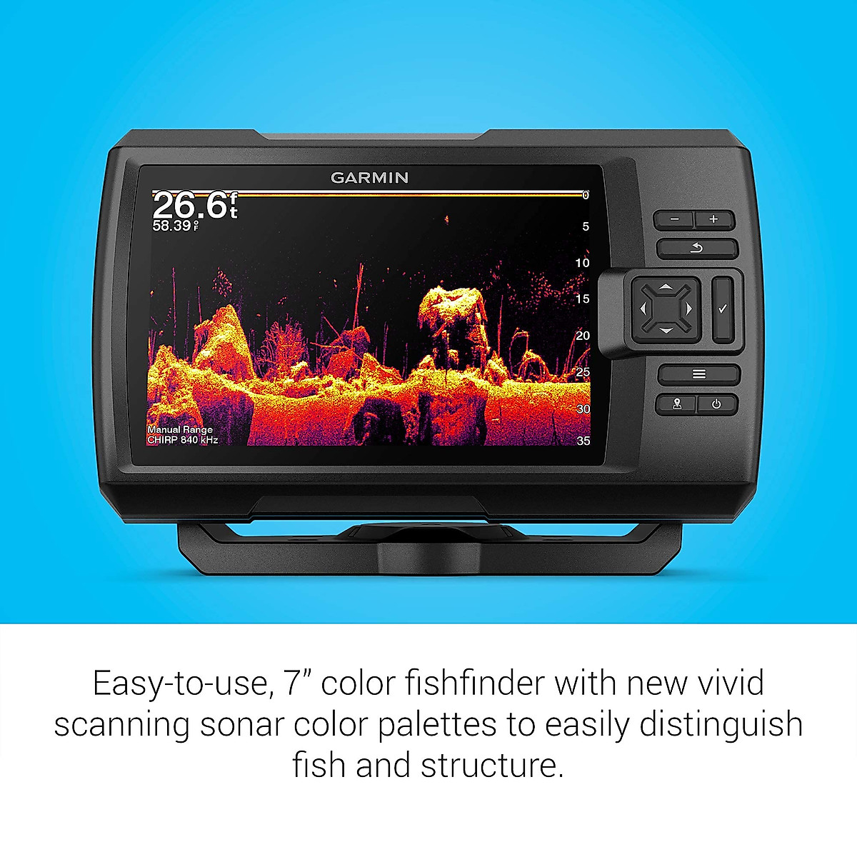 Garmin Striker Vivid 7cv, Easy-to-Use 7-inch Color Fishfinder and Sonar Transducer, Vivid Scanning Sonar Color Palettes (010-02552-00) (Renewed)