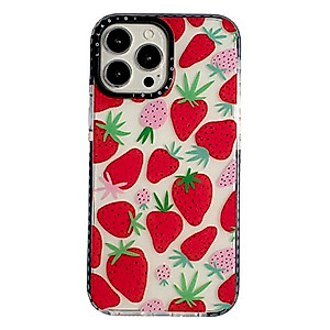 LOLAGIGI for iPhone 14 Pro Case for Women, Cute Strawberry Print Girly Design Kawaii Fruit Cartoon Pattern for Girls Teens Soft Clear TPU Case Cover for iPhone 14 Pro (6.1")