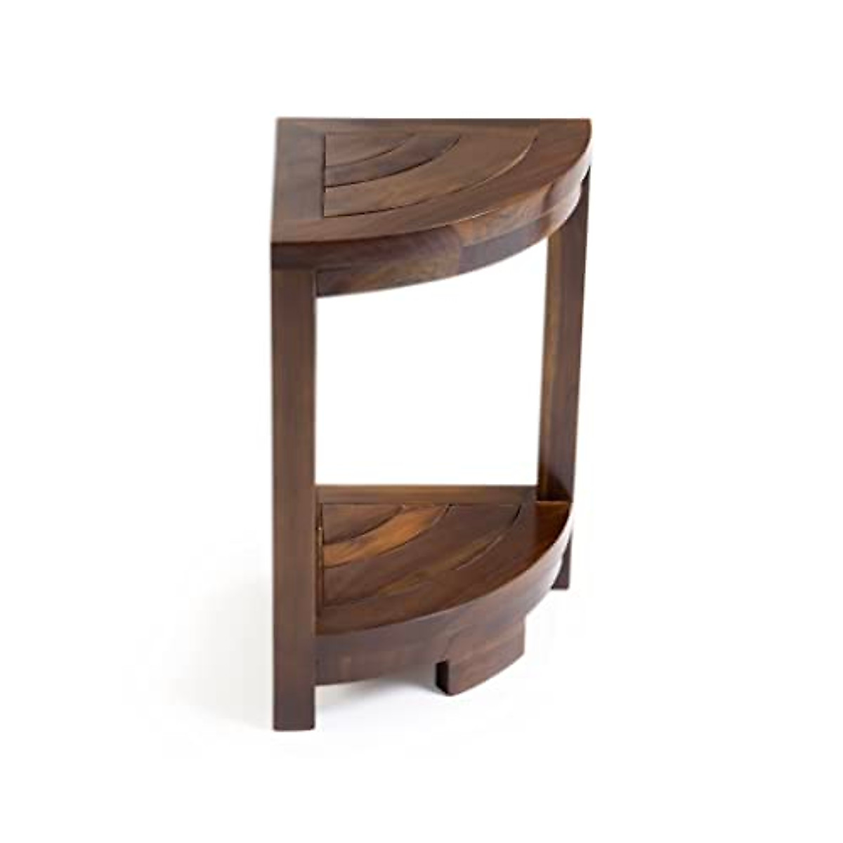 ALATEAK Teak Wood Bath Spa Shower Stool Corner Table Bench Stool Fully Assembled- Dark Brown
