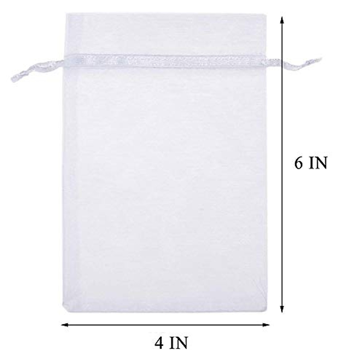 50 Pcs 4x6 inch Gift Wrap Bags, Organza Sheer Clear Tulle Fabric, White Drawstring Sachet for Baby Shower Favor, Birthday Party Favor, Bachelorette Party, Girls Graduation,Small Votive Candles,Marble
