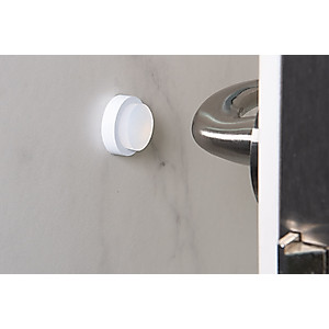 EVI Herrajes | Adhesive Door Stop for Wall/Handle | 24 x 14 mm | White Rubber | Stainless Steel | White Lacquered | Includes Screw + Fastening Plug | Mod. 04020524TPMNG