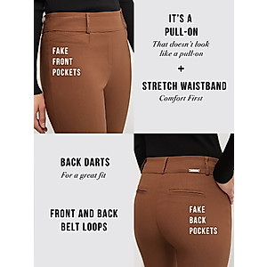 Rekucci Womens Ease into Comfort Fit Barely Bootcut Business Casual Stretch Pants in Regular/Tall/Petite fit (18, Brown Mix)