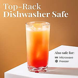 Vivocci Unbreakable Tritan Plastic Water Drinking Glasses Set of 6 - Ideal for Juice Beverages & Cocktails - Shatterproof Glassware - Highball Tall Clear Cup Tumblers - Dishwasher Safe Drinkware 12 oz