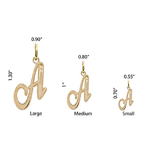 Solid 10k Yellow Gold Personalized Cursive-Style "C" Initial Pendant Necklace (Size MED), 18"