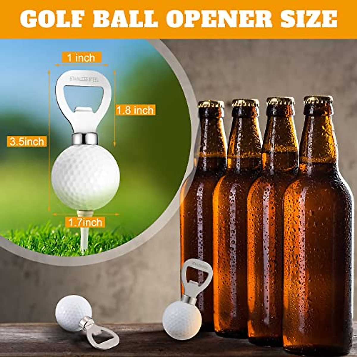 2 Pieces Golf Ball Bottle Opener, Beer Bottle Opener Funny Gifts for Men Women Novelty Items for Golf Lover Beer Enthusiast