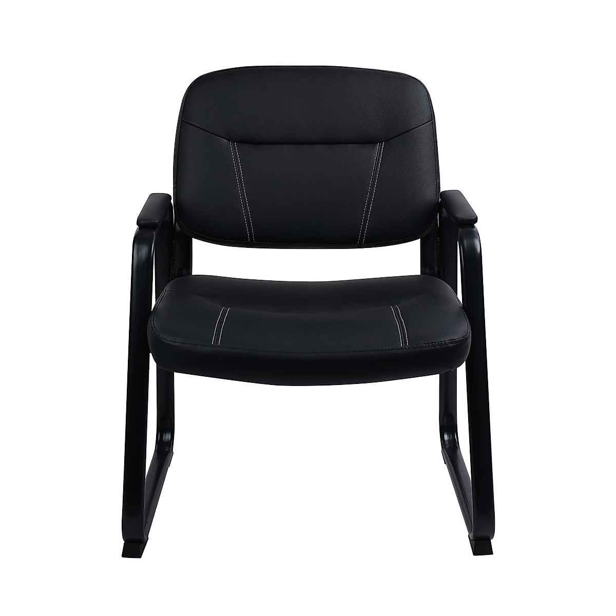 CLATINA Big and Tall Office Guest Chair 400lbs Reception Chair with Bonded Padded Armrest Backrest Sled Base Office Guest Chair for Conference Waiting Room Office Home Set of 4 Black