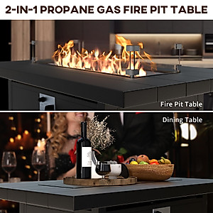 Piltwoff Aluminum Patio Furniture Set,4 Pcs Modern Outdoor Furniture with 45in CSA Propane Fire Pit Table,Patio Conversation Set with 5.1 Inch Cushion for Backyard,Navy