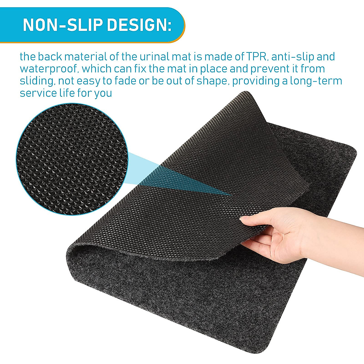 Nuanchu Nonslip Urinal Mats Urinal Floor Mats Water Absorption Urinal Mat Bathroom Urinal Floor Pads for Men's Bathroom Restroom (6, Gray)