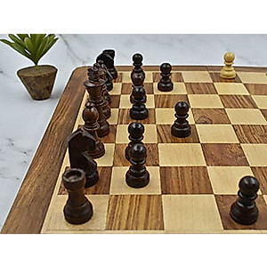 STORE INDYA Handmade Premium Wooden Magnetic Folding Chess Board Set with Storage Box -12 Inch| Travel Chess Board Game |Tournament Chess Set| Strategy Educational Board Games for Kids Adults Teens