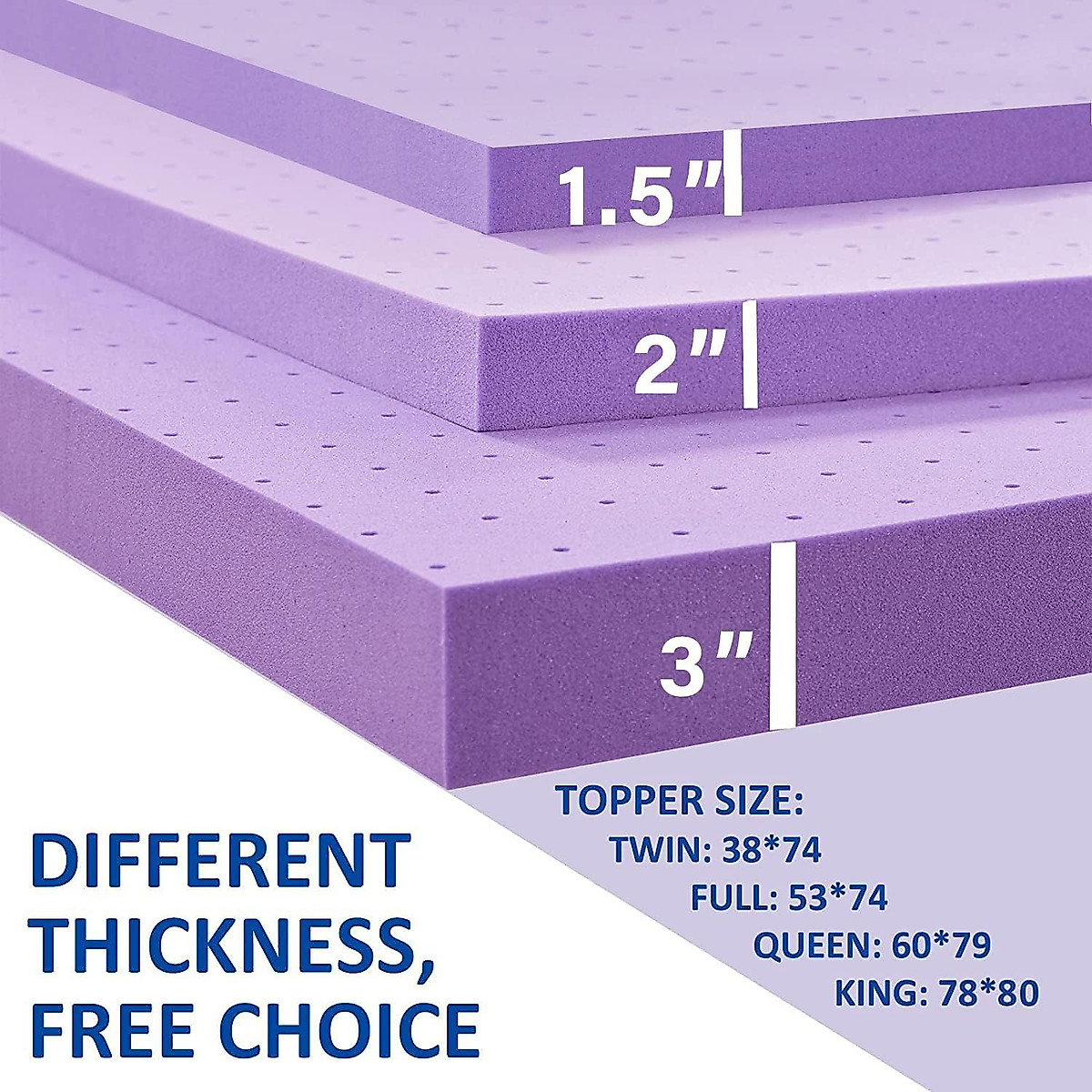 SINWEEK Gel Memory Foam Mattress Topper Twin XL, 1.5 in Twin Extra Long Mattress Pad for College Dorm Single Bed, Ventilated Soft Bed Topper, CertiPUR-US Certified, Twin XL Size