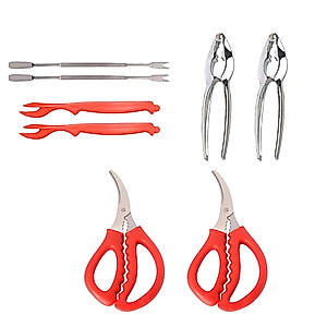 Hemoton 1 Set 8pcs Crab Eating Tool Lobster shellers Crab Leg Forks Lobster Picks Crab Tool Lobster Shell Opener Shrimp Lobster Utensils Seafood Utensils shelled Stainless Steel Appliance