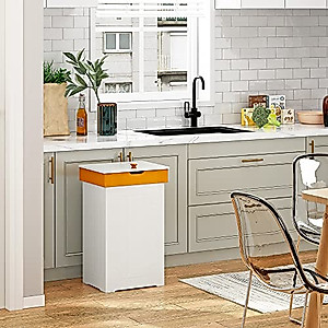 Function Home Trash Can Cabinet, 23 Gallon Kitchen Garbage Can, Wooden Recycling Trash Bin, Freestanding Dog Proof Trash Can, Farmhouse Trash Cabinet with Lid for Home Kitchen Bathroom, White