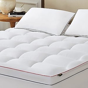 Homemate Full Mattress Topper,1800TC Cooling Mattress Pad Cover for Deep Sleep, Extra Thick 3D Snow Down Alternative Overfilled Plush Pillow Top with 8-21 Inch Deep Pocket -Full Size, White