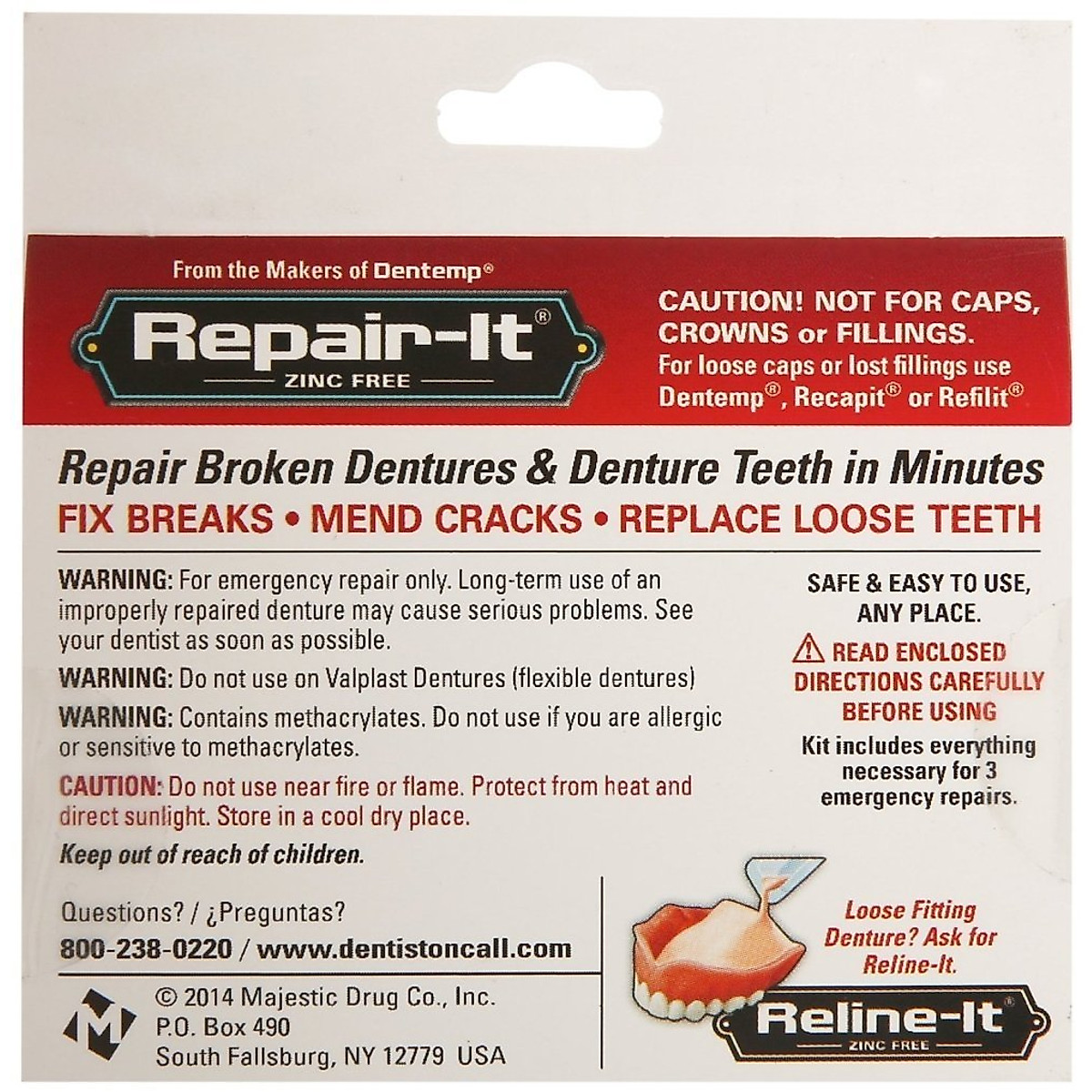 D.O.C. Repair-It Advanced Formula Denture Repair Kit 3 ea (Pack of 2)