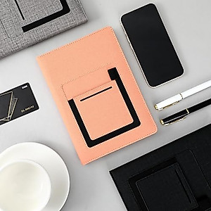 CAGIE Lined Journal Notebooks for Work A5 Business Notebook with Pen Holder, 224 Pages Notebook with Pockets, 5.7"x8.3" Inches, Pink