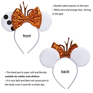 CHuangQi Mouse Ears Headband with Shiny Bow, Double-sided Sequins Glitter Hair Band, for Birthday Party Celebration & Event (XC16)
