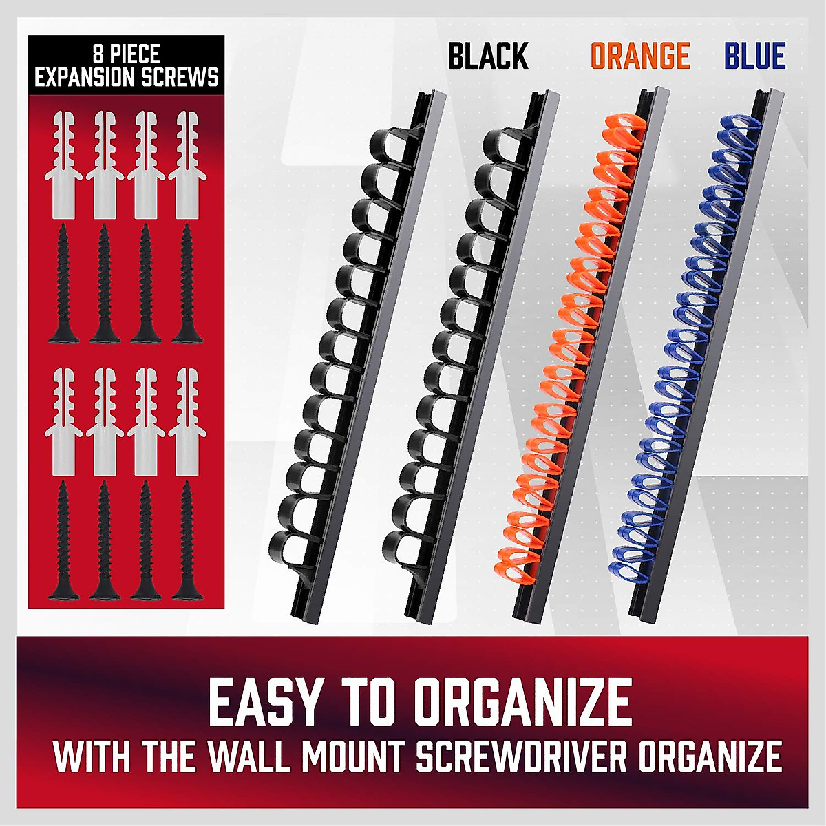 HORUSDY 4-Piece Screwdriver Organizer and Wrench Organizer, Hand Tool Holder with Clips