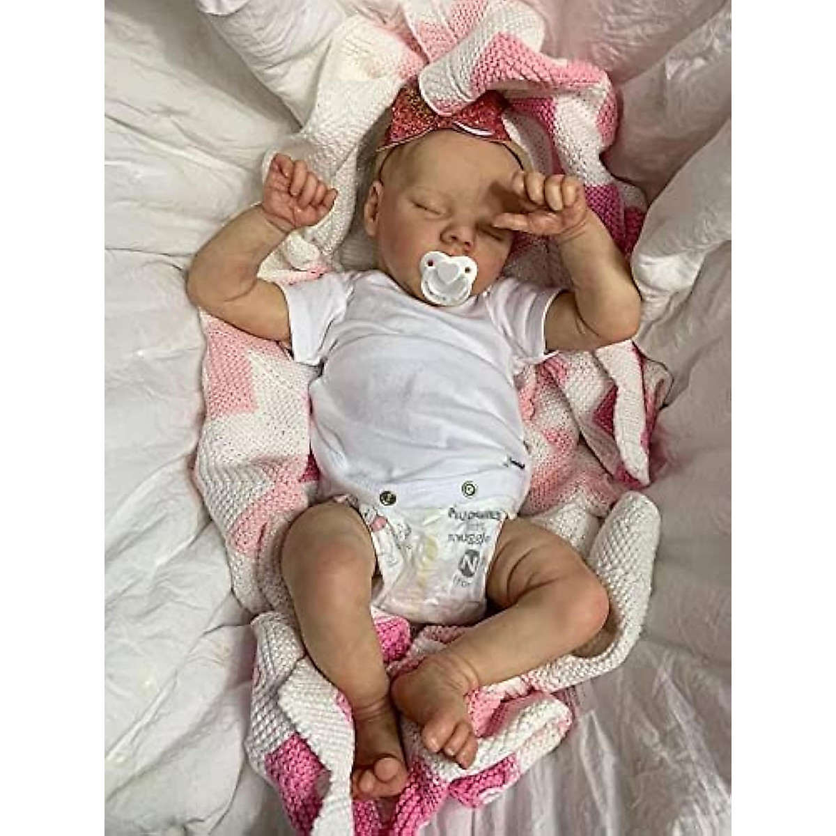 iCradle Reborn Baby Doll 18Inch Silicone Full Body Real Looking Girls Newborn Toddlers Waterproof with Sleeping Baby Eyes Closed Kids Playmate Toy for Age 3+