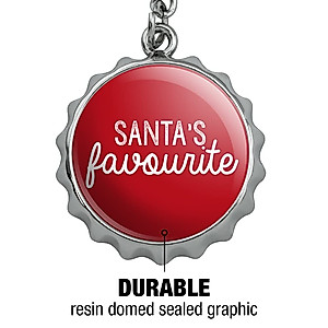 Santa's Favourite Keychain Chrome Plated Metal Pop Cap Bottle Opener