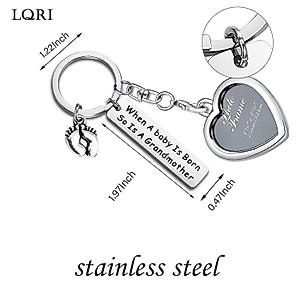 Baby Reveal Gift For Mom Grandma to Be Picture Frame Keychain When a Baby is Born So Is A Grandmother Keychain Baby Announcement Gift for New Grandma (silver)