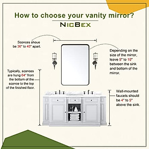 NicBex 28x24 Inch Bathroom Vanity Mirror, Modern Deep Frame Round Corners Mirror, Alloy Frame Wall Mirror for Bathroom Vanity, Bedroom, Hallway and Home Deco, Gold