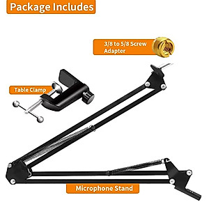 Quadcast Boom Arm - Heavy Duty Adjustable Gaming Microphone Mic Stand Compatible with Hyperx Quadcast S Microphone